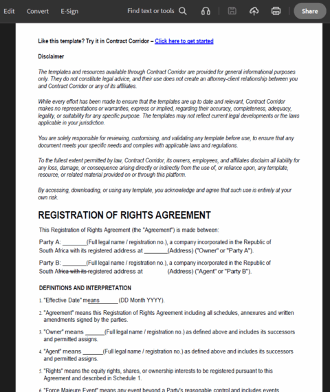 Registration of Rights Agreement